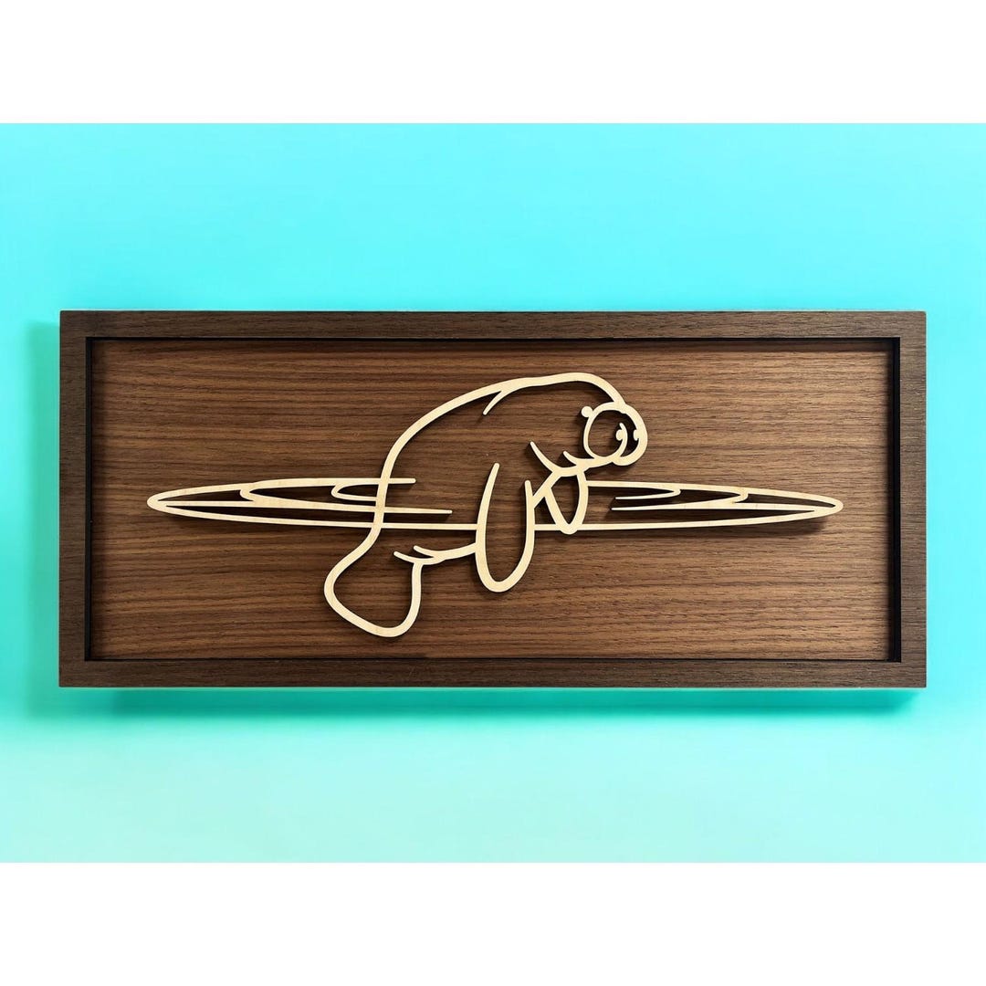 Manatee Wall Art, Beach House Decor, Tropical Layered Wood Wall Art for ...