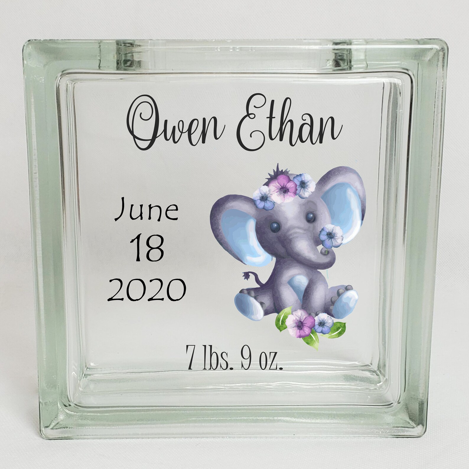 Personalized Baby Glass Block Savings Piggy Bank, New Baby Boy Gift ...