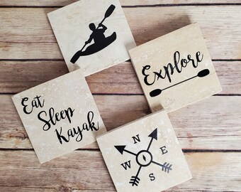 Hand Painted KAYAK ROCK - Etsy