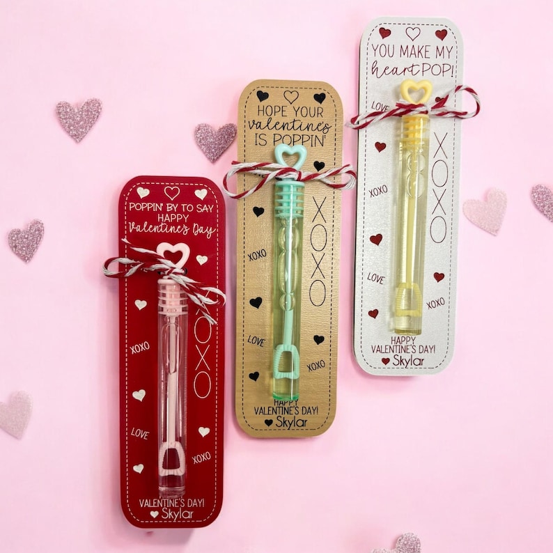 Personalized Class Valentine's Day Party Favors, Bubble Wand Classroom ...