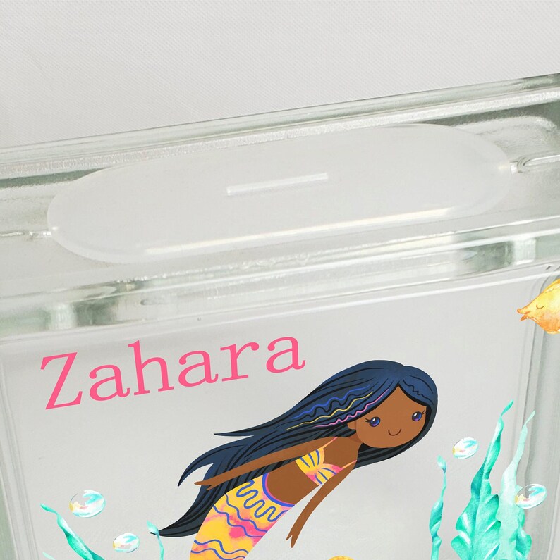Black Mermaid Personalized Piggy Bank for Girls, Afro Mermaid Savings ...
