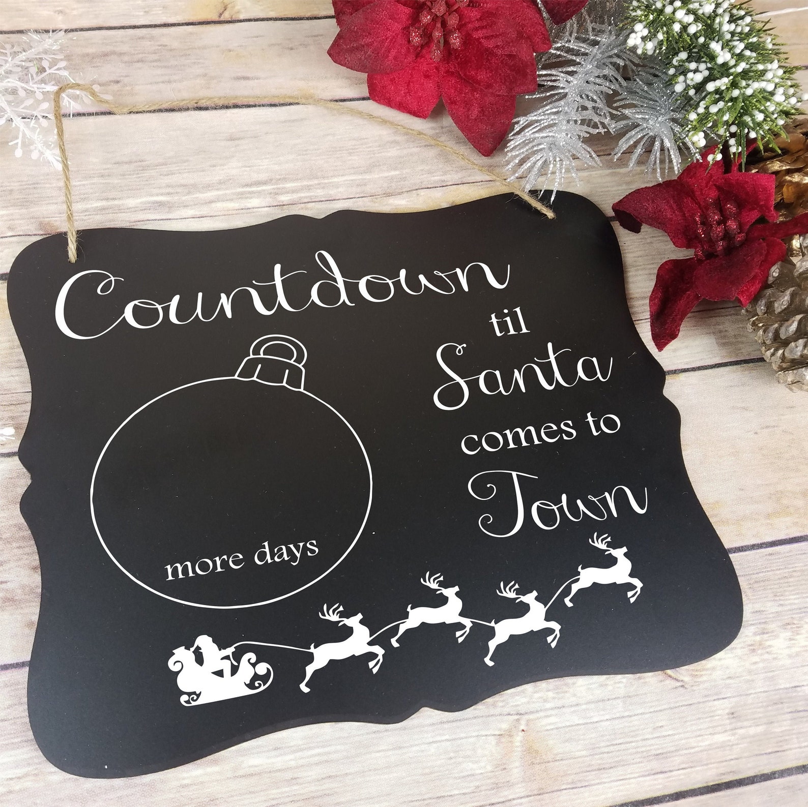 Rustic Christmas Decor Count Down Sign How Many Days Til - Etsy