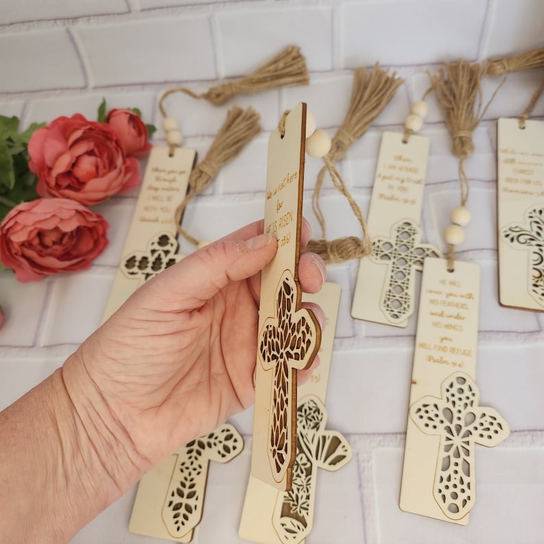 Wood Laser Cut Religious Bookmarks, Handmade Bible Bookmark, Easter ...