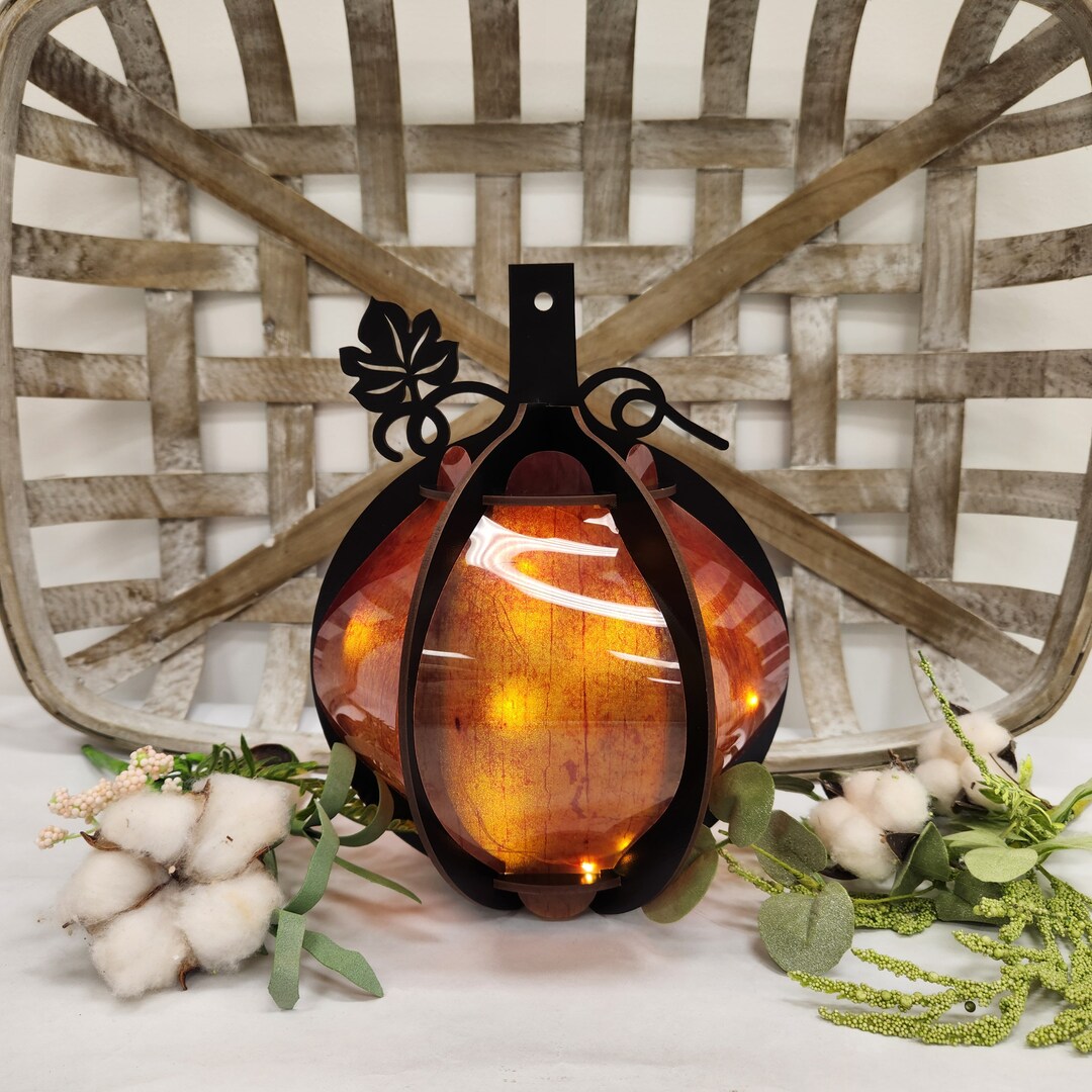 Fall Decor Pumpkin Lantern With Firefly Fairy Lights, Autumn ...