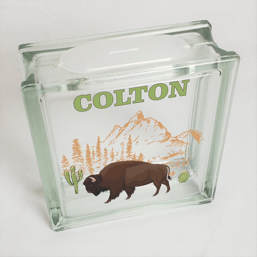 Personalized Buffalo or Bison Savings Bank, Western Nursery Bedroom ...