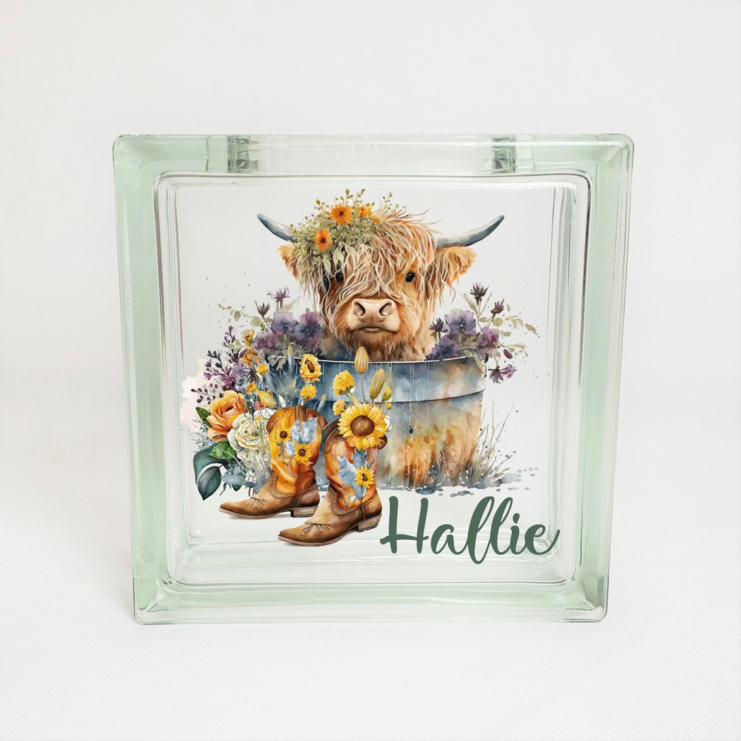 Highland Cow Nursery Decor, Personalized Piggy Bank for Girls or Boys ...