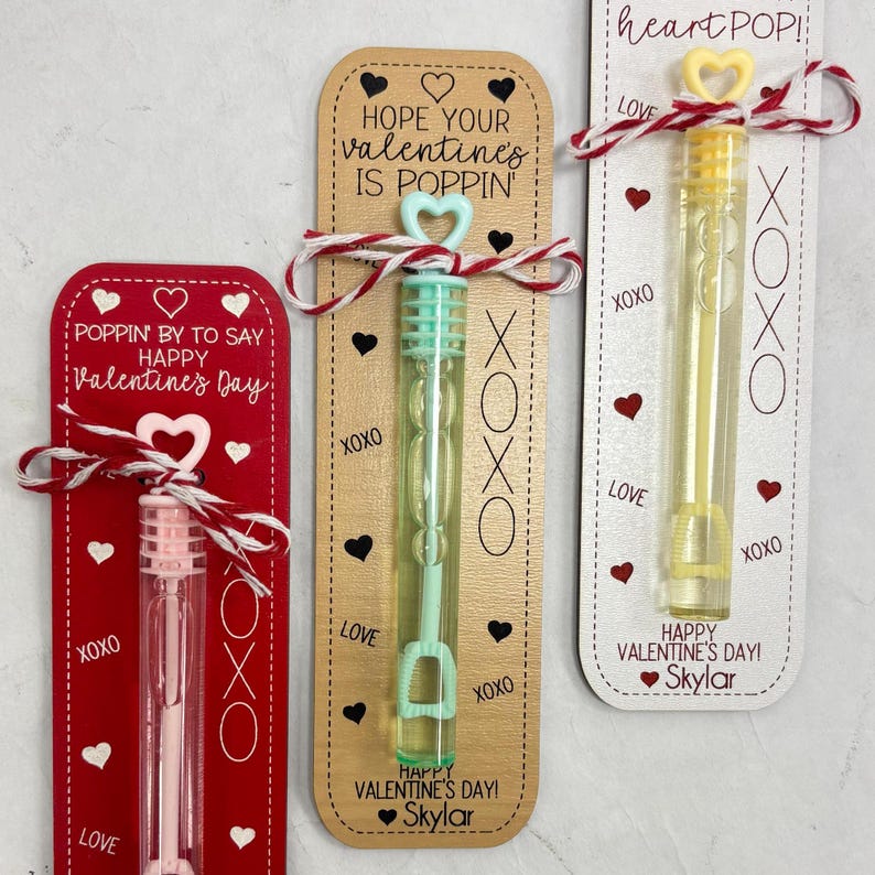 Personalized Class Valentine's Day Party Favors, Bubble Wand Classroom ...