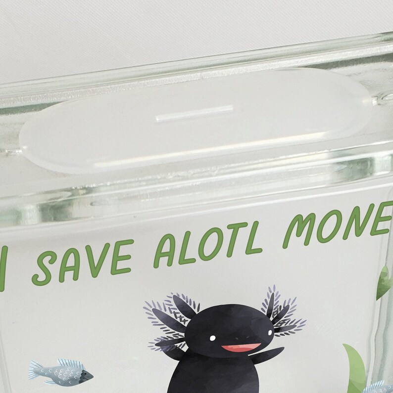 Axolotl Personalized Piggy Bank Savings Jar Black Axolotl - Etsy