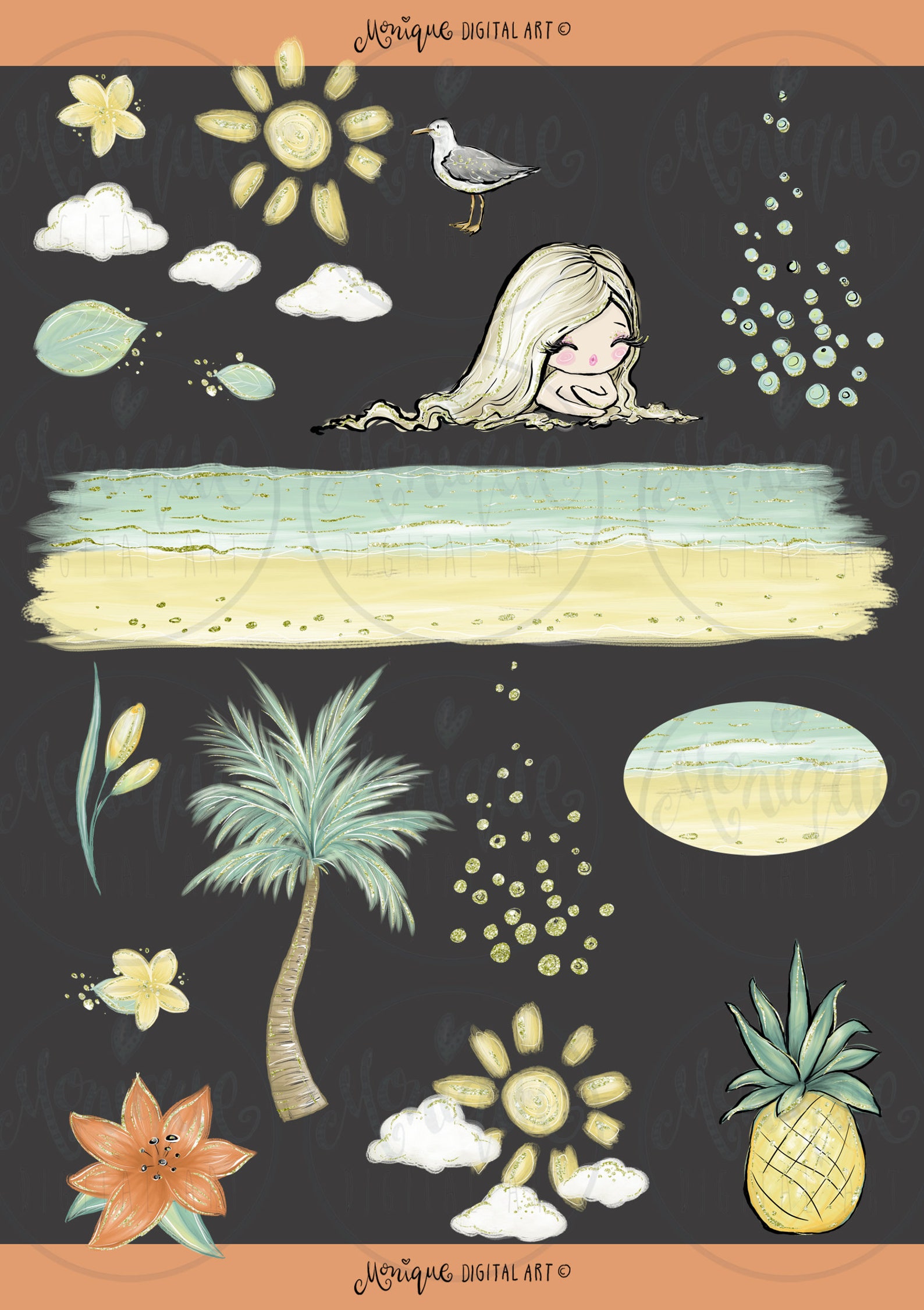 Mermaid Summer Clipart Glitter Mermaid Mermaid Clipart - Etsy