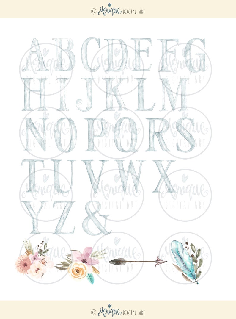 Alphabet Watercolor Hand Painted Letters Hand Painted | Etsy