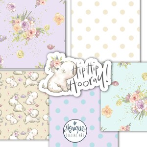Hippo Digital Paper, Seamless Pattern, Cute Hippo Paper, Mother and ...