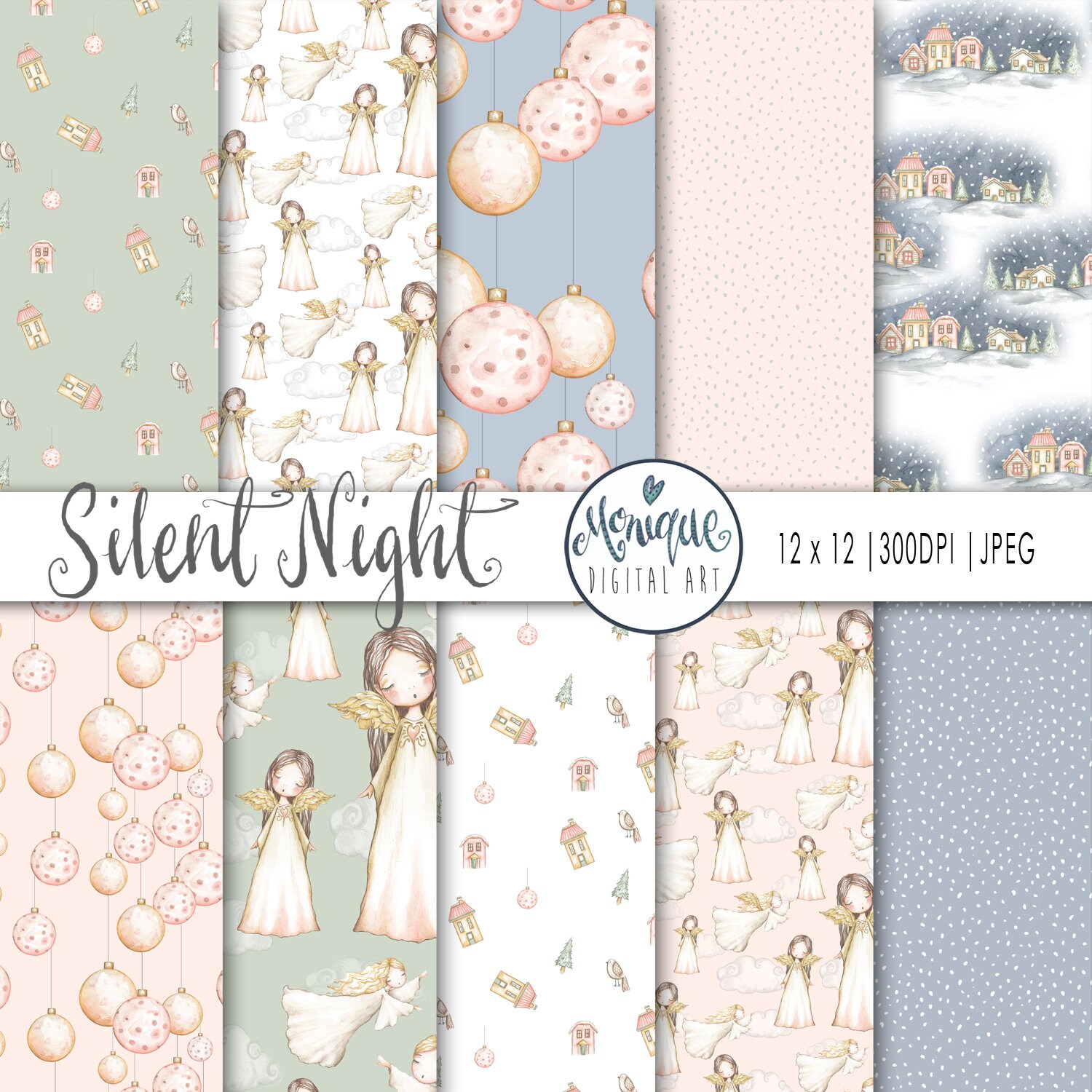Angels Digital Papers Patterns jpeg Digital Drawing & Illustration etna ...
