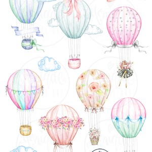 Hot Air Balloons Watercolor,planner Clipart,cute Balloons,balloons ...