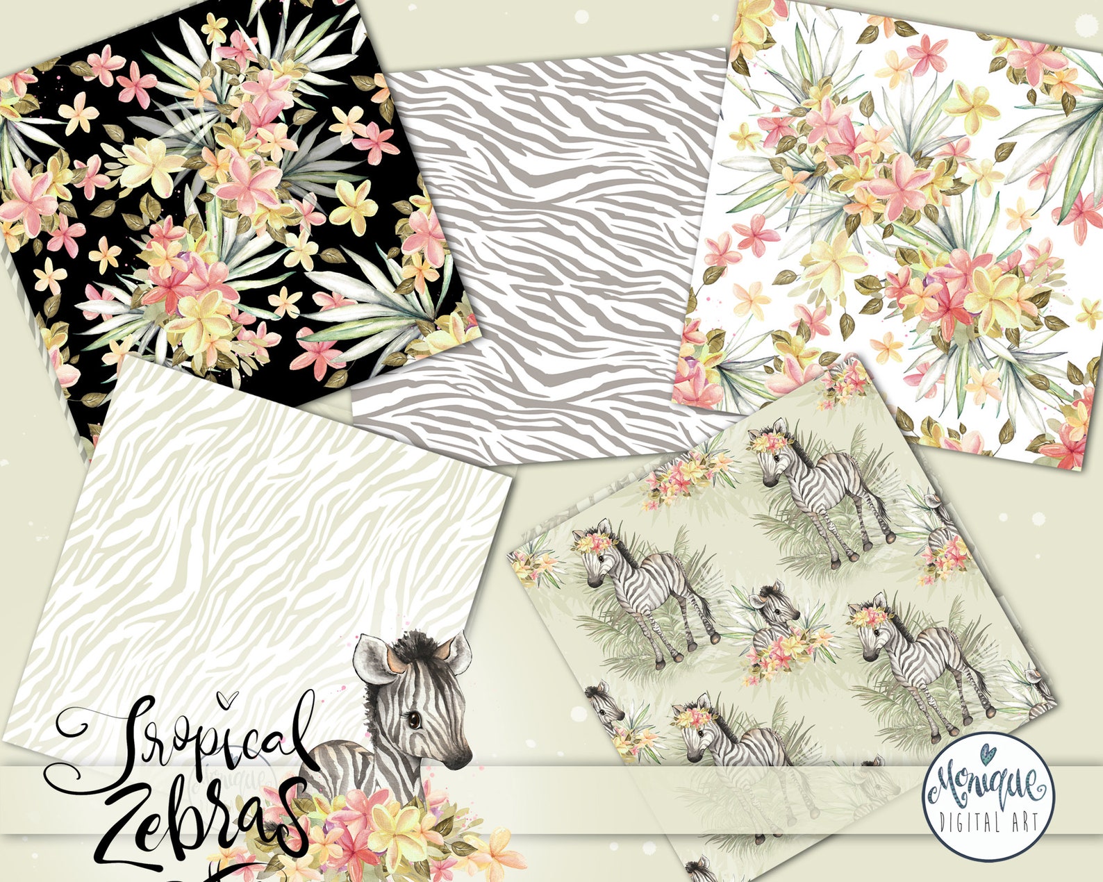 Zebra Paper Pack Zebra Pattern Safari Pattern Seamless - Etsy