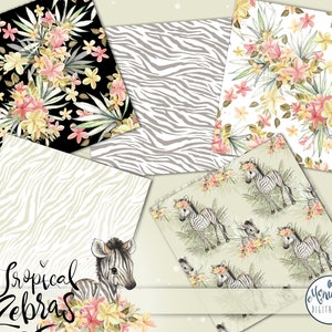 Zebra Paper Pack, Zebra Pattern, Safari Pattern, Seamless Pattern, Hand ...