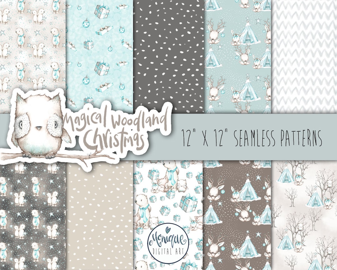 Christmas Digital Papers, Seamless Surface Patterns, Planner Stickers ...