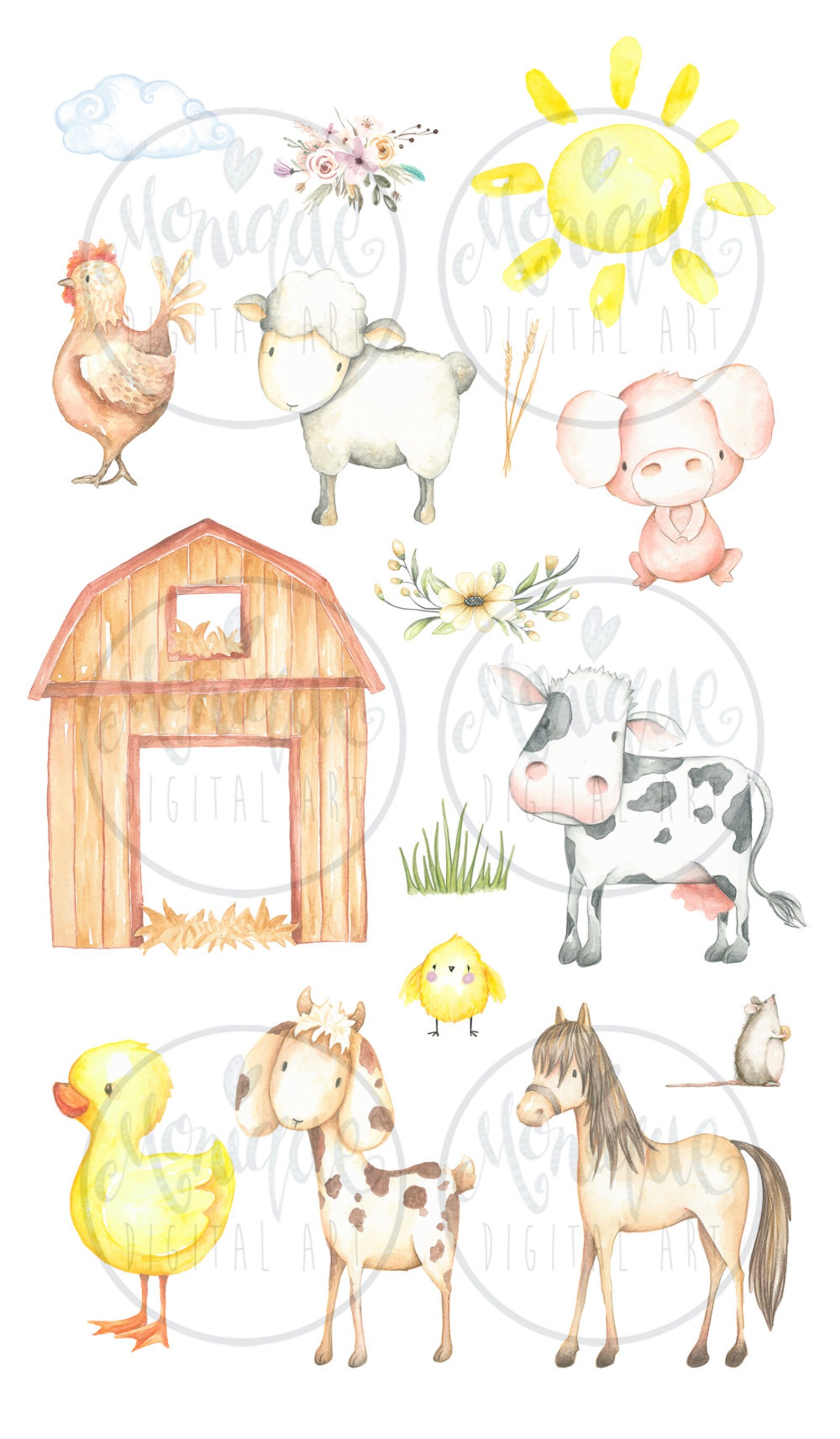 Farm Animals Clipart, Farmyard Clipart, Nursery Animals, Planner ...