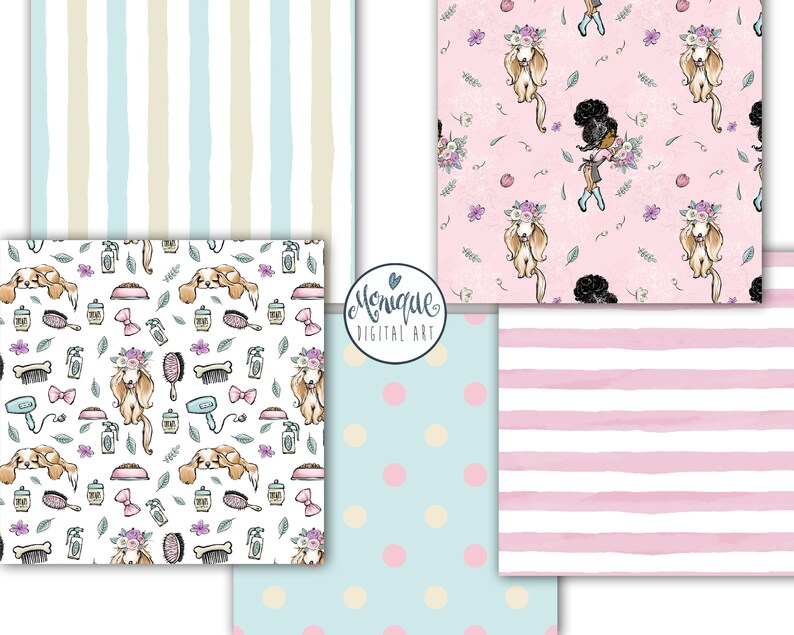 Dog Digital Papers Seamless Papers Dog Grooming Digital | Etsy UK