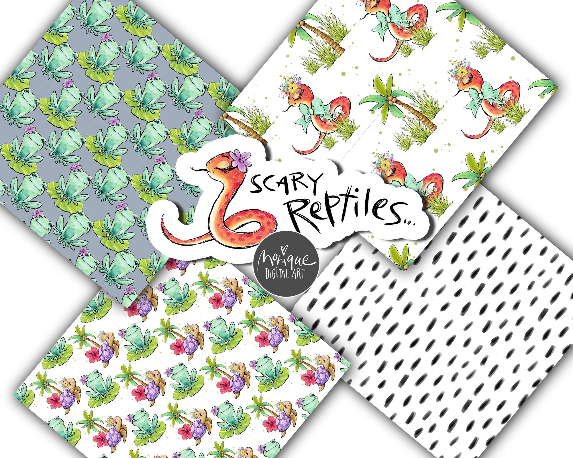 Reptiles Digital Paper Seamless Pattern Reptile Patterns - Etsy