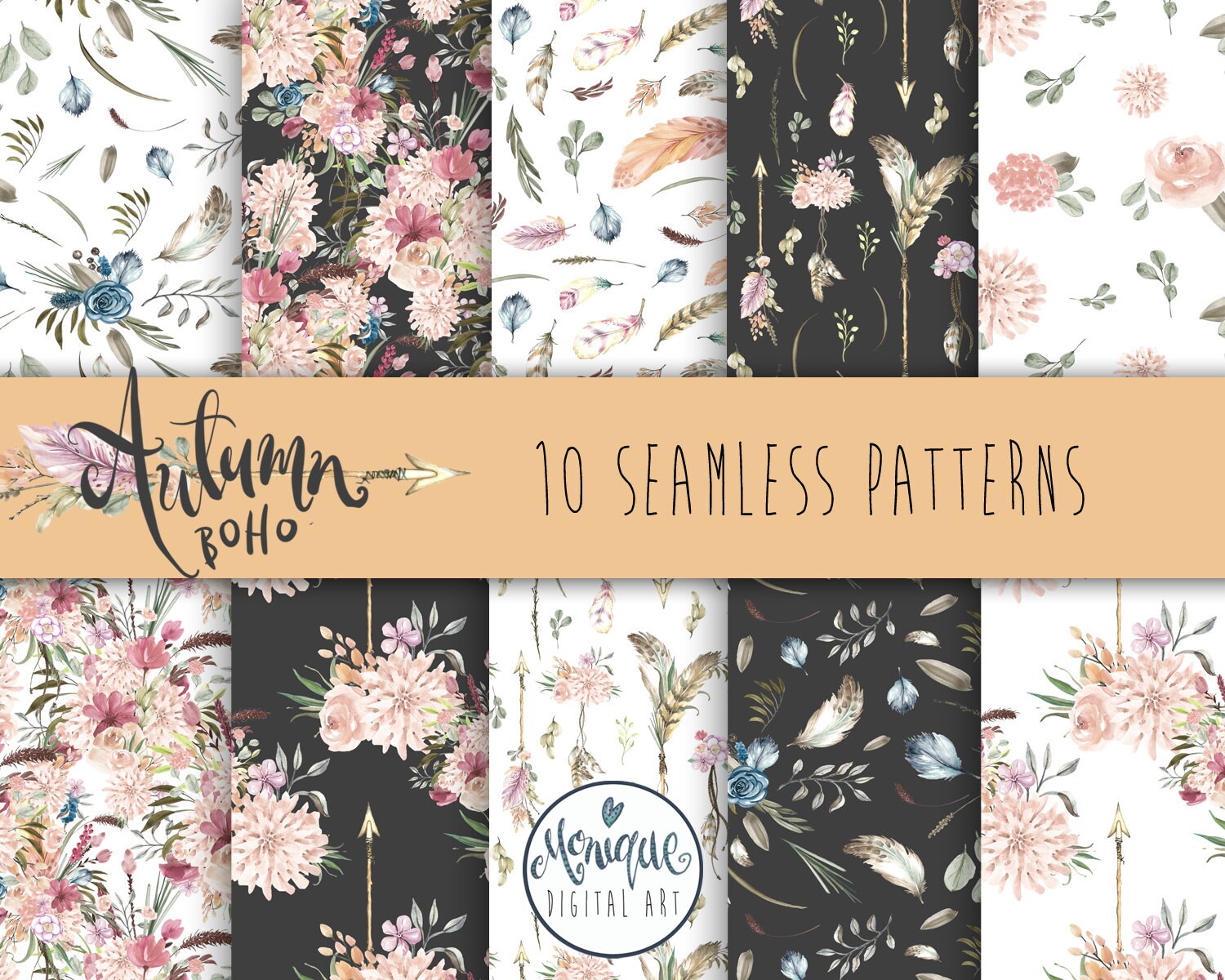 Autumn Boho Pattern Fall Seamless Pattern Planner Pattern - Etsy
