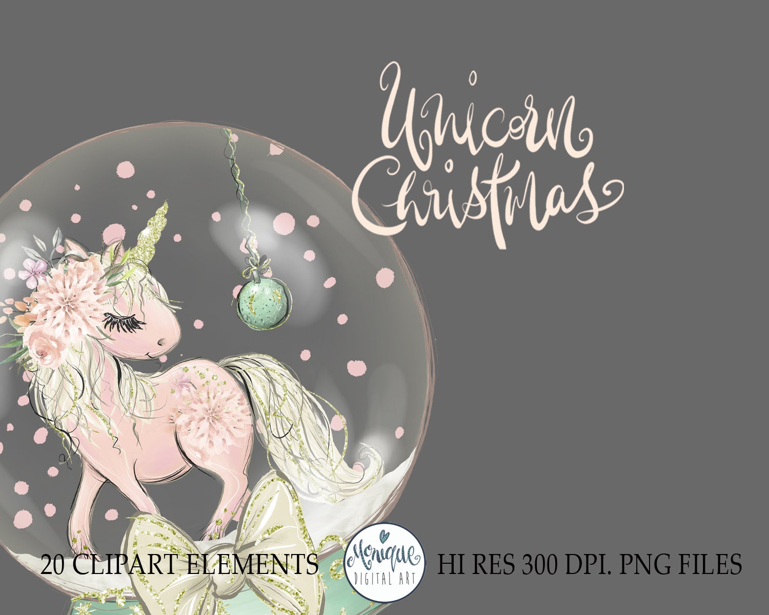 Unicorn Clipart, Christmas Clipart, Unicorn Planner Stickers, Glitter ...