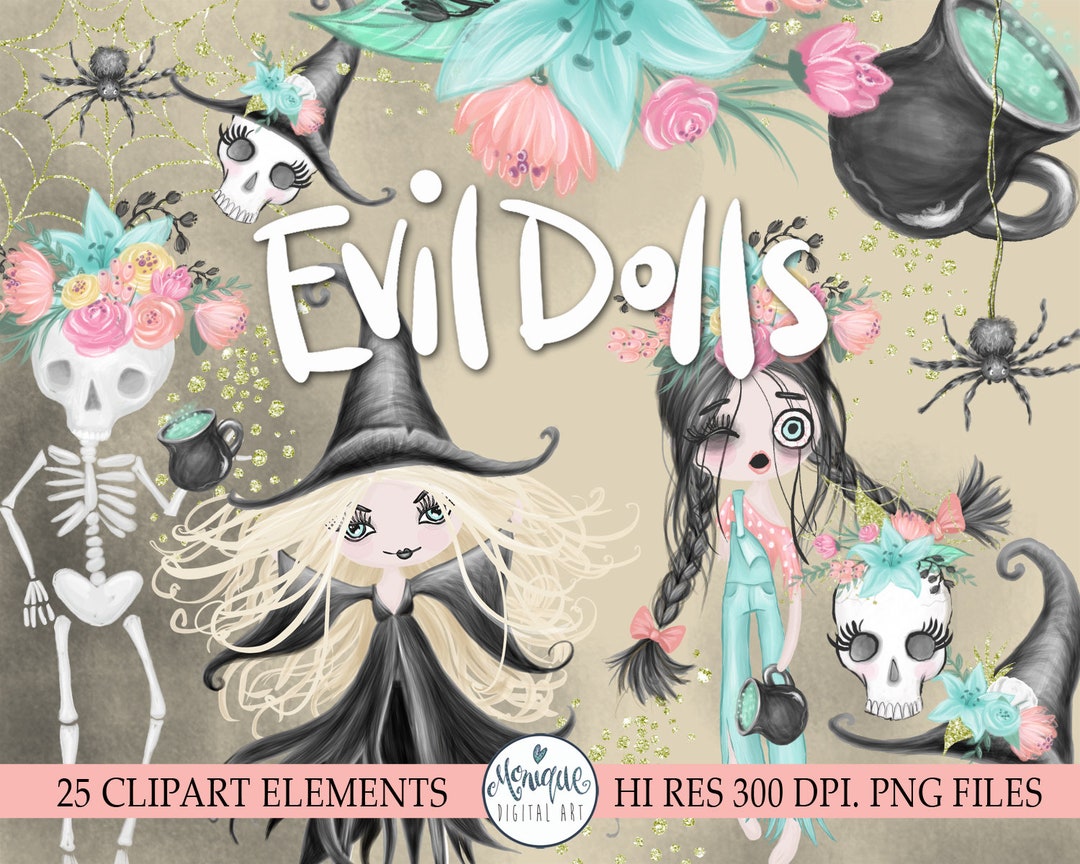 Halloween Clipart, Witch, Zombie, Skeleton, Floral Wreath, Skull ...