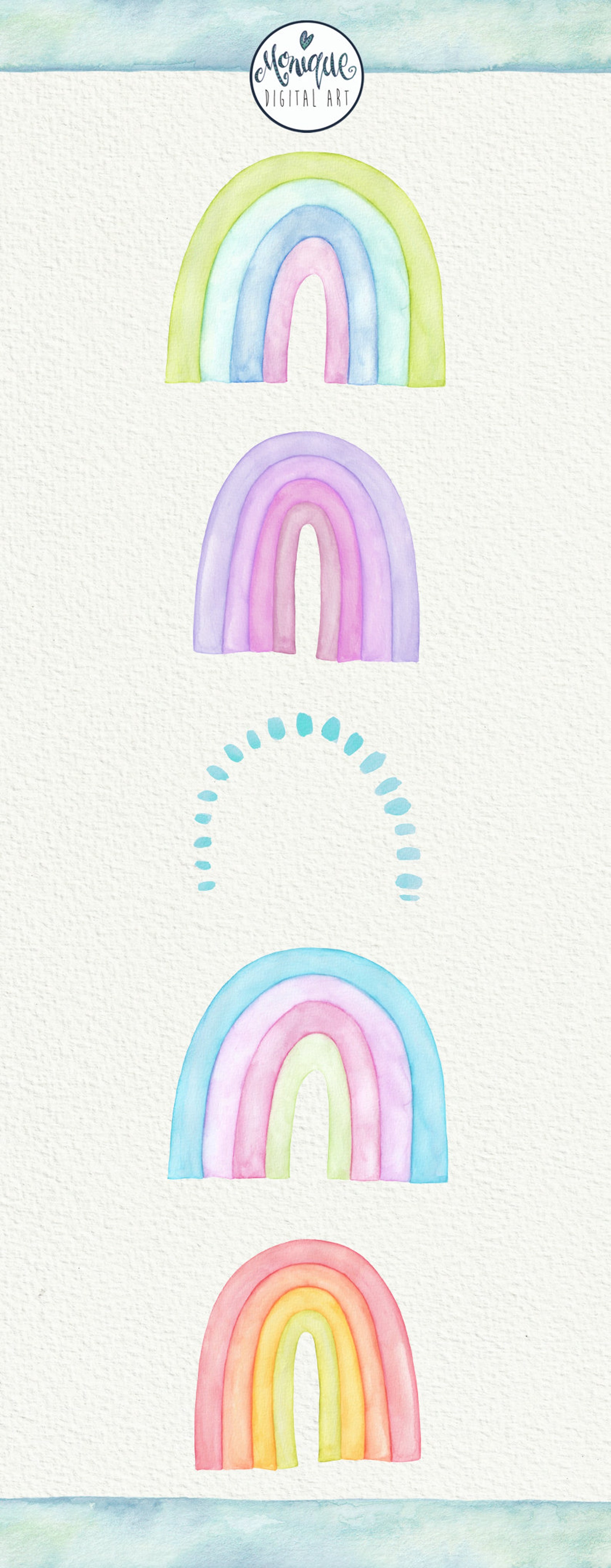 Rainbow Clipart Watercolor Rainbow Painted Pastel Rainbows - Etsy