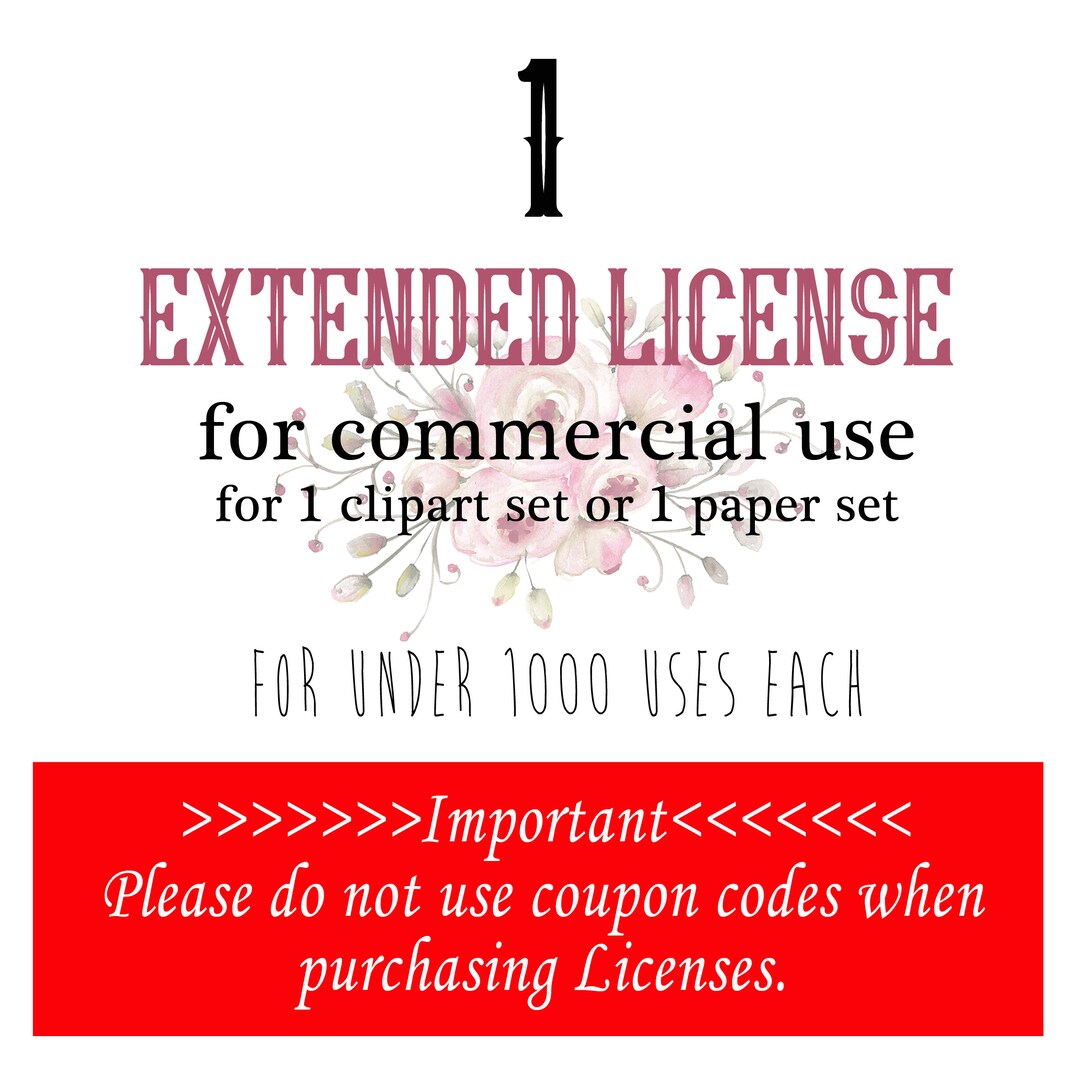 1 EXTENDED Commercial License for One Set of Clipart or Digital Papers ...