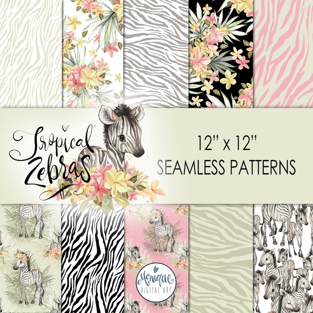 Zebra Paper Pack, Zebra Pattern, Safari Pattern, Seamless Pattern, Hand ...