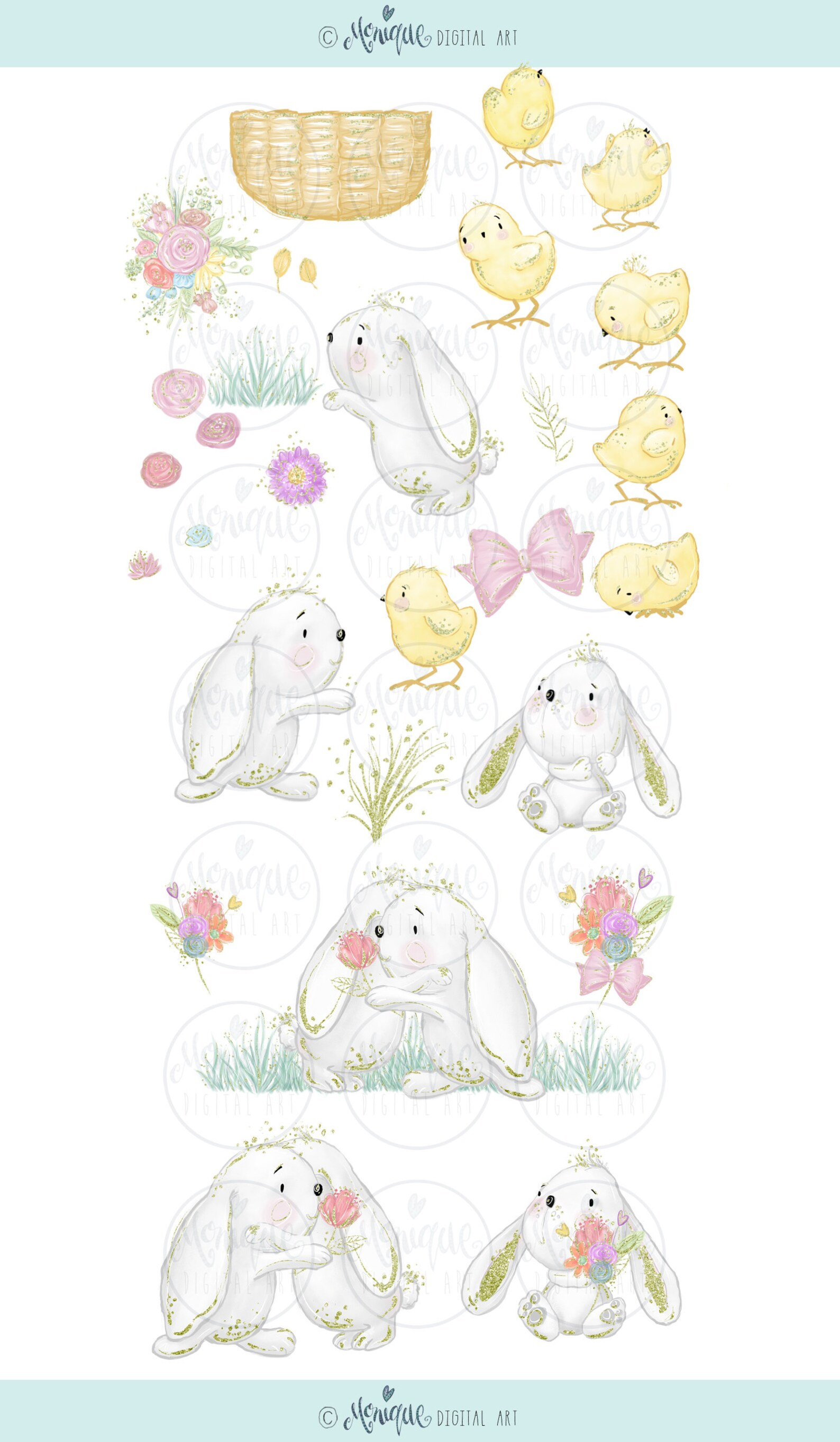 Easter Clipart White Rabbit Glitter Rabbit Clipart White - Etsy