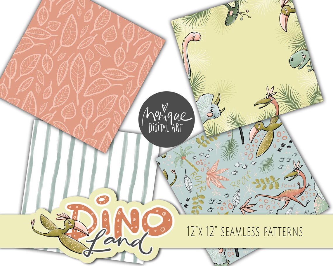 Dino Digital Paper Seamless Pattern Dino Patterns Planner - Etsy
