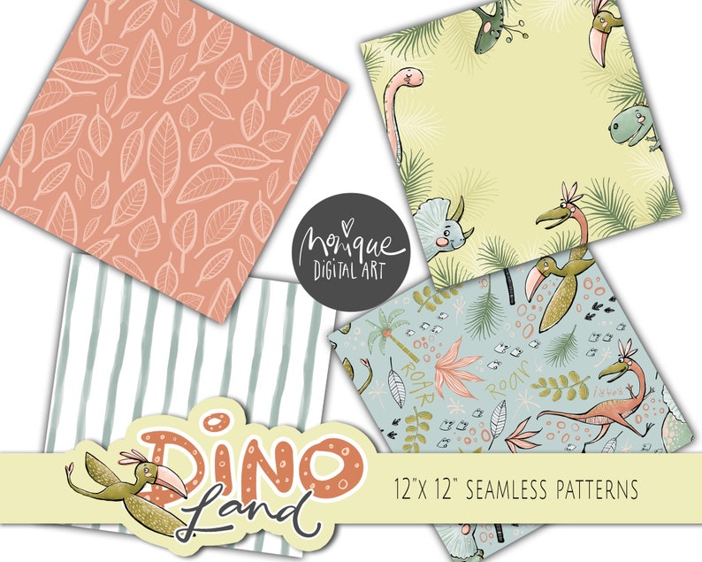 Dino Digital Paper Seamless Pattern Dino Patterns Planner - Etsy