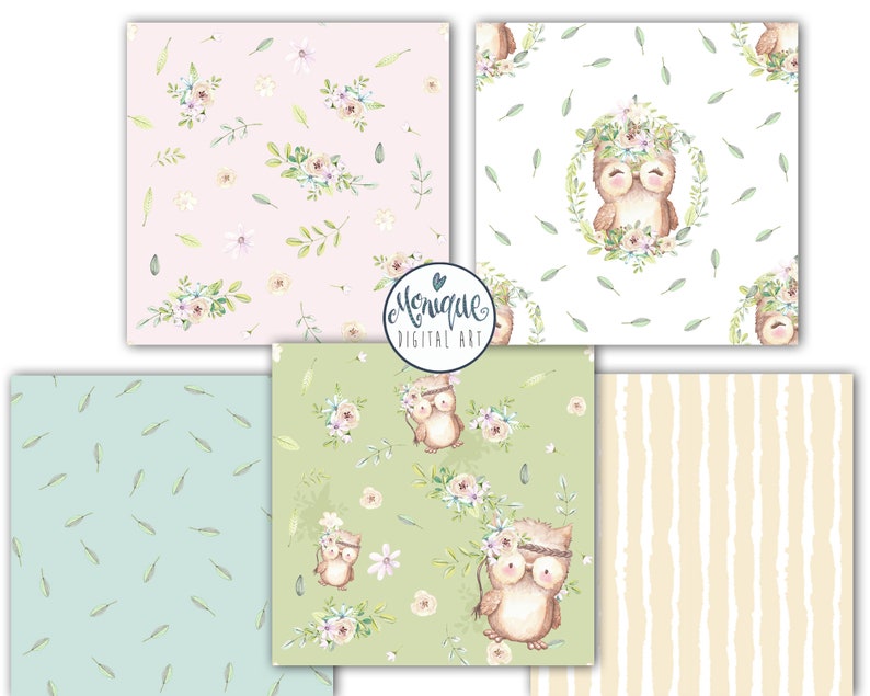 Cute Owl Papers Woodland Owl Digital Seamless Pattern - Etsy