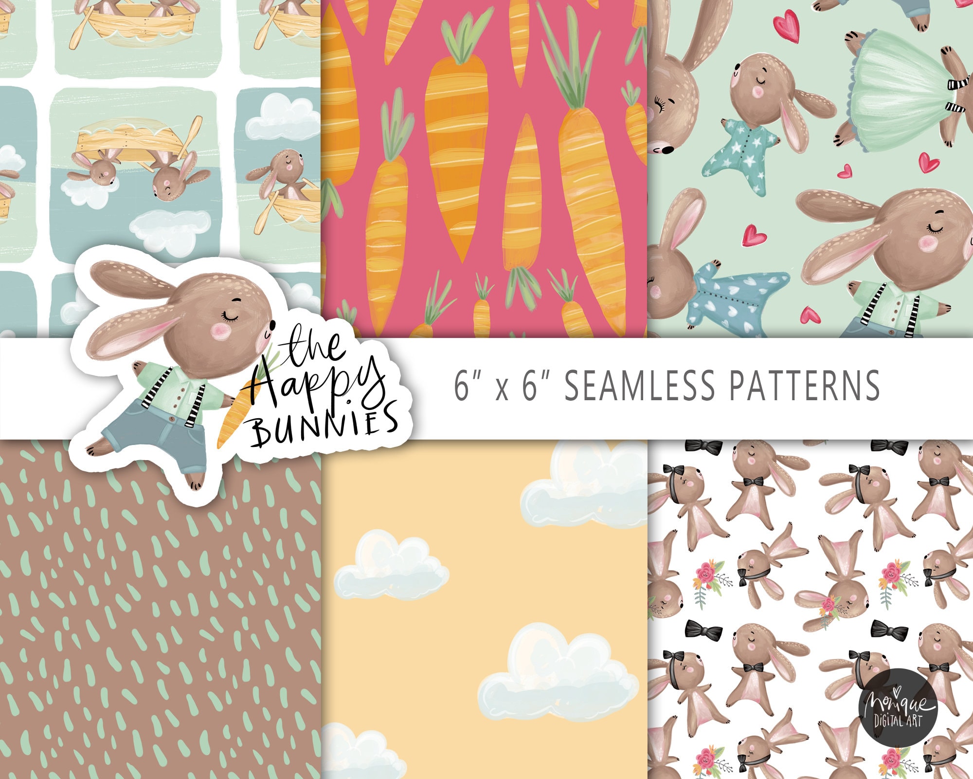 Rabbit Digital Paper Bunny Surface Pattern Easter | Etsy