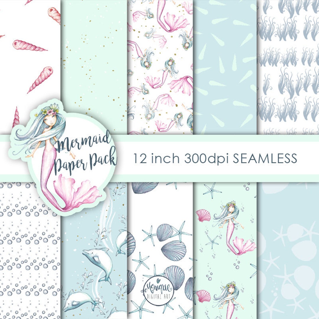 Mermaid Paper,seamless Pattern Mermaid,mermaid Pattern,pattern ...