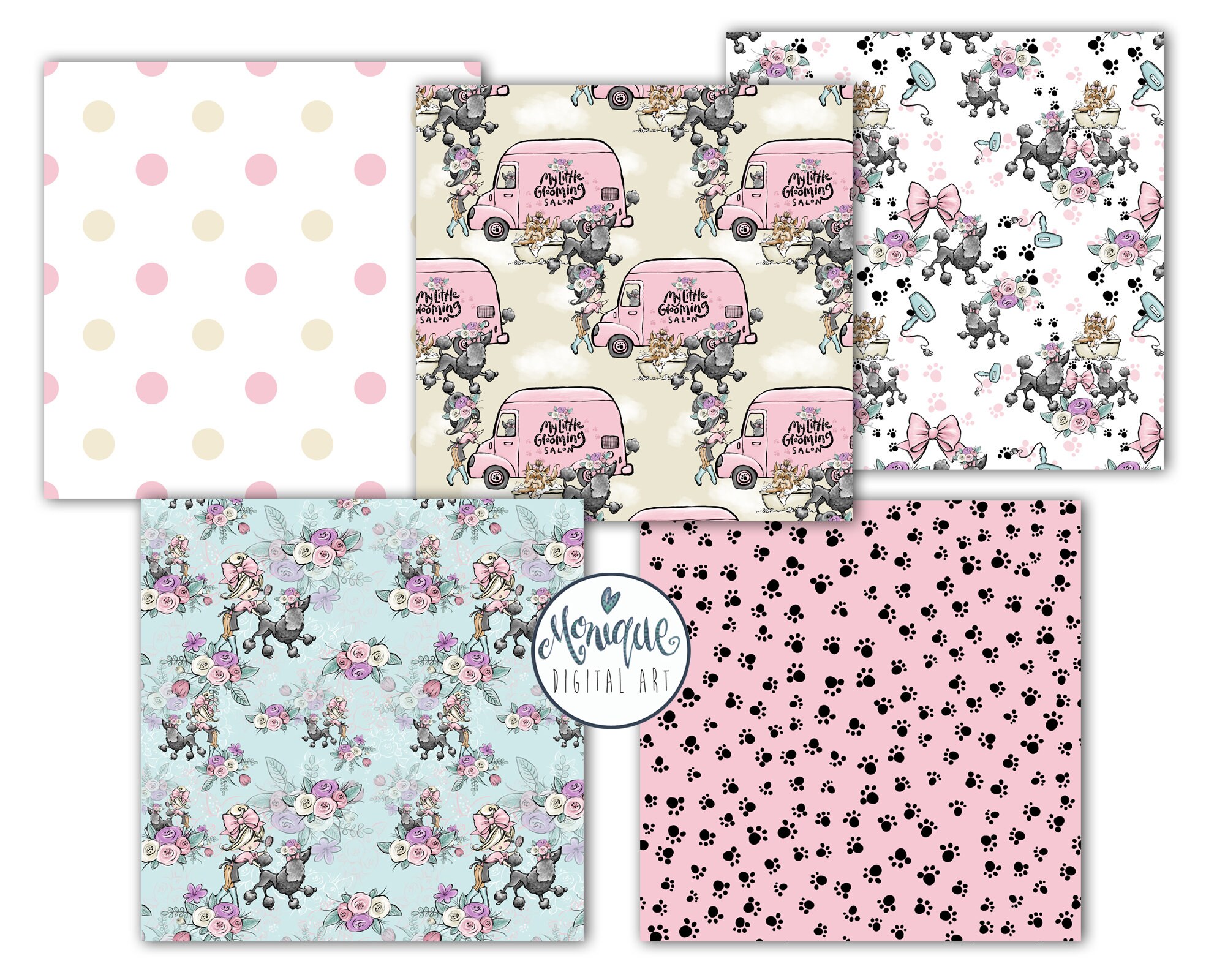 Dog Digital Papers Seamless Papers Dog Grooming Digital - Etsy UK