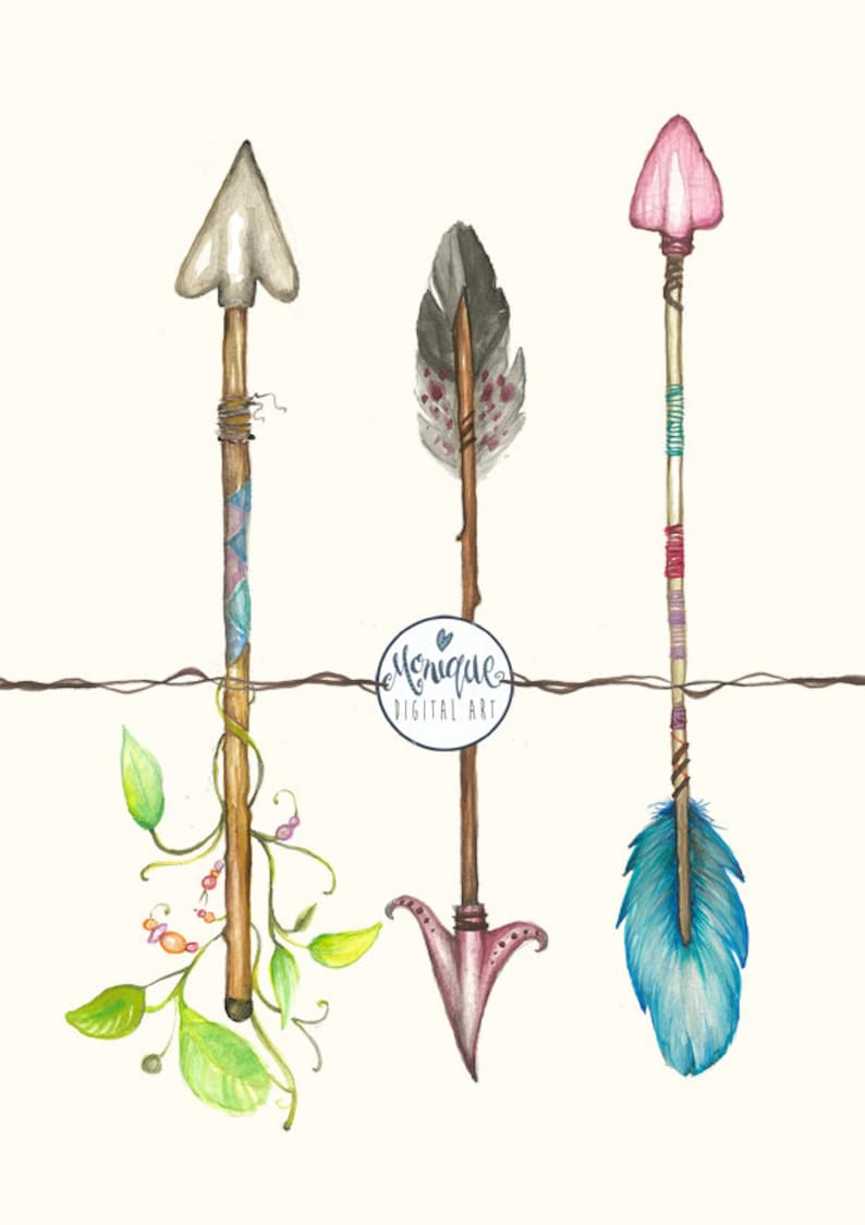 Arrows Clipart Watercolor boho tribal arrowsarrows and | Etsy