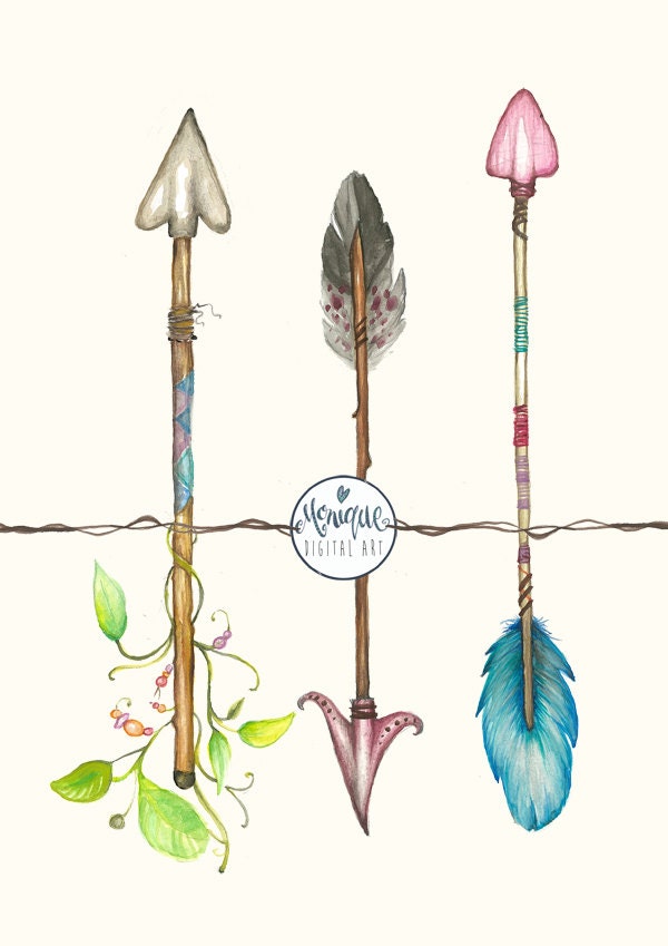 Arrows Clipart Watercolor boho tribal arrowsarrows and | Etsy