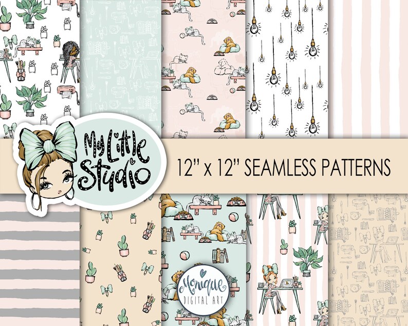 Planner Girl Digital Papers, Seamless Papers, Blogger Girl Digital ...
