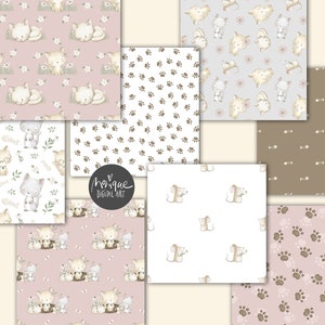 Cat Digital Paper, Kitten Digital Fabric Art, Cat Seamless Pattern ...