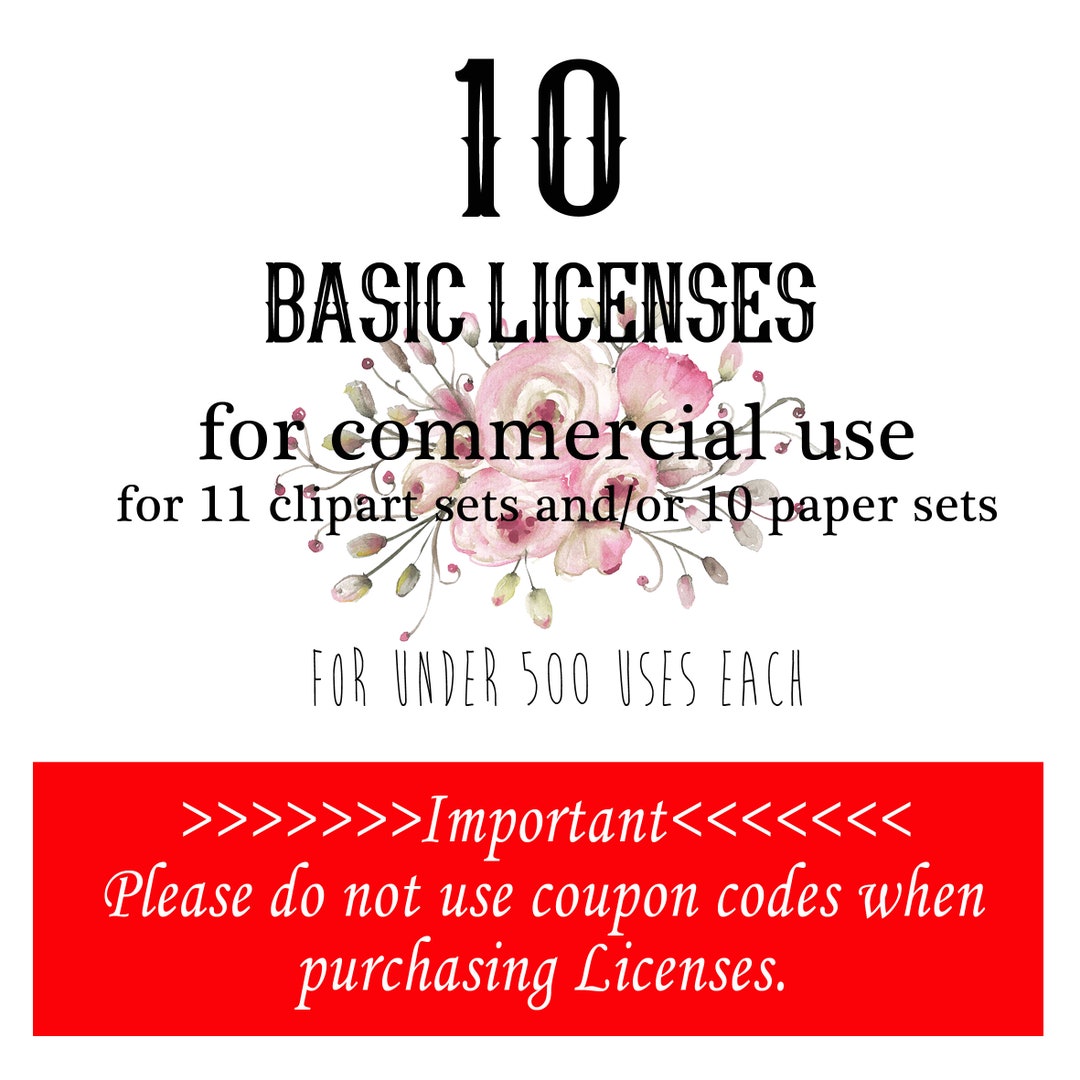 10 Commercial Licenses for 10 Sets of Clipart or Digital Papers. No ...