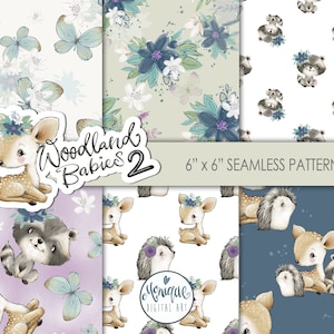 Woodland Digital Paper, Woodland Animals, Fox, Bear, Bunny, Rabbit ...