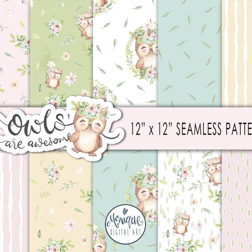 Cute Owl Papers Woodland Owl Digital Seamless Pattern - Etsy