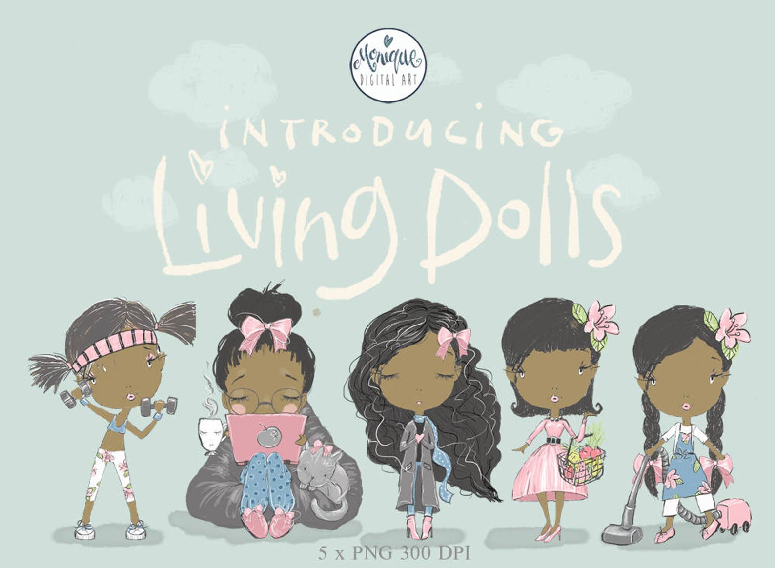 African American Girl Clipartcute Girls Clipartchibi - Etsy