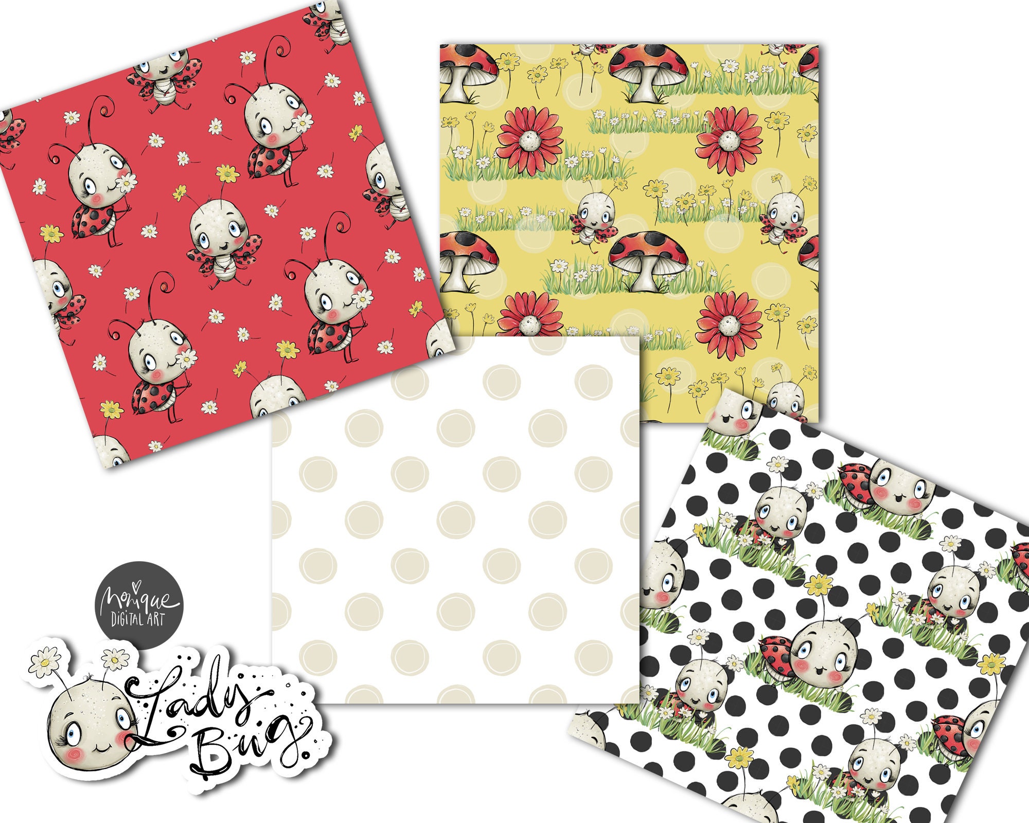Ladybug Digital Paper Ladybird Seamless Pattern Ladybug - Etsy