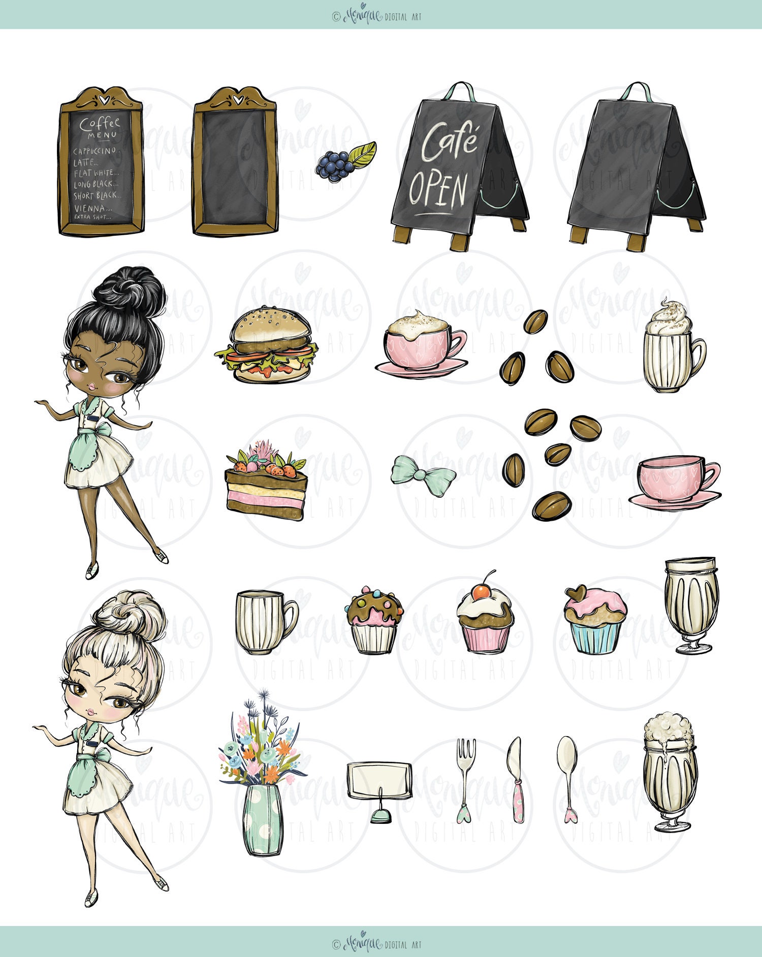 Cafe Clipart Bakery Clipart Coffee Shop Graphics Restaurant - Etsy Canada