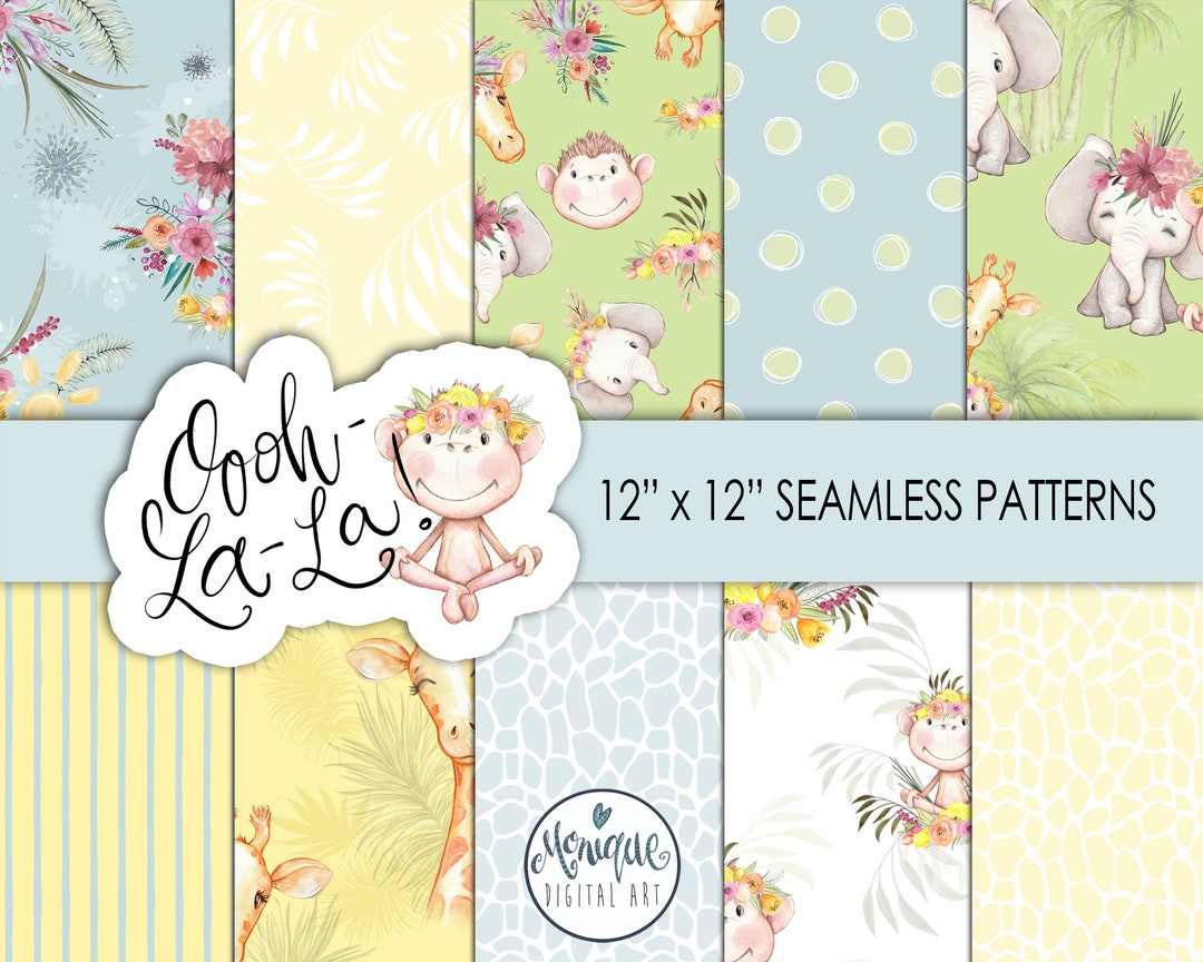 Jungle Digital Papers, Jungle Fabric, Fabric Hand Painted, Giraffe ...