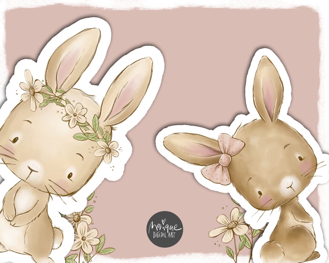Bunny Clipart Baby Bunnies Rabbits Cute Rabbit Easter - Etsy