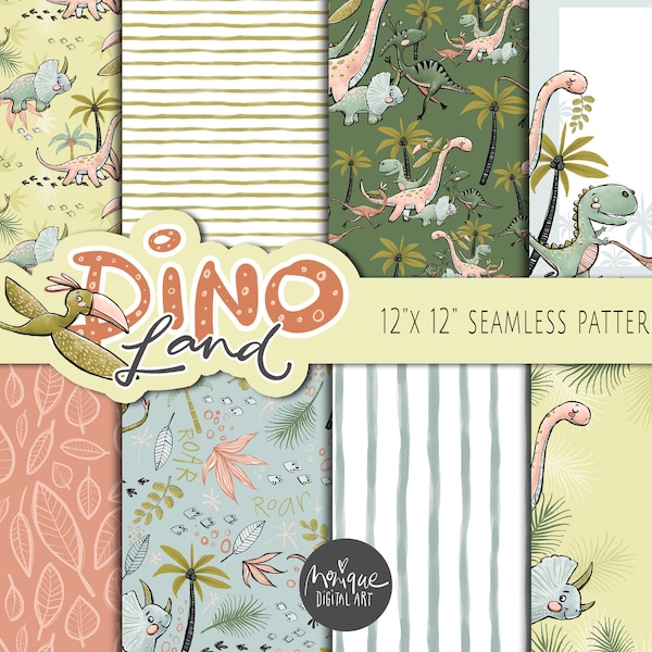 Dino Digital Paper - Etsy