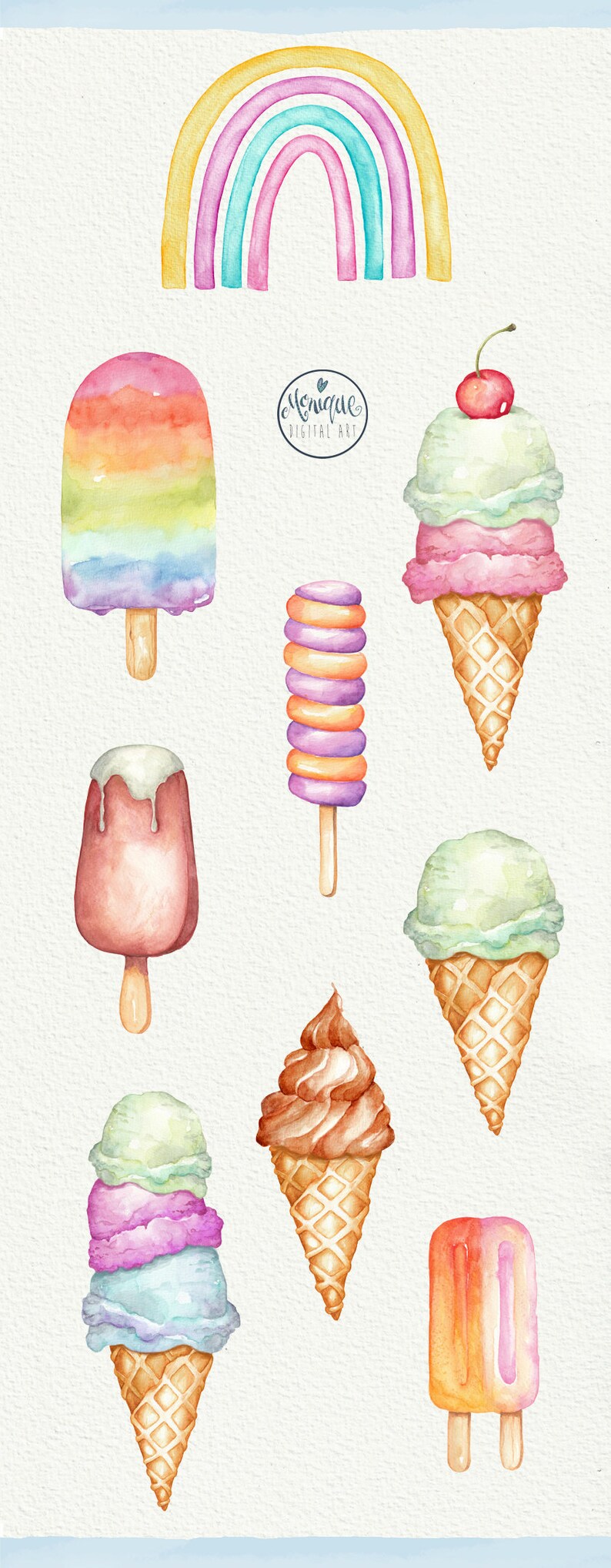 Ice Cream Clipart watercolor Ice cream ice cream clipart | Etsy
